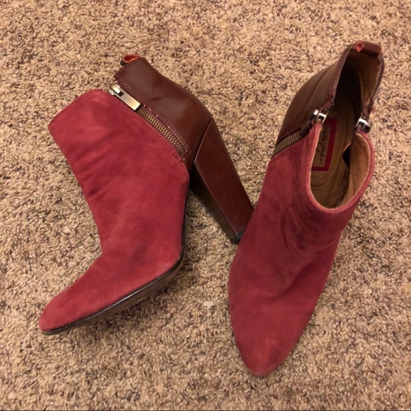 Halogen | Shoes | Halogen Suede Leather Cranberry Ankle Heel Boots ...